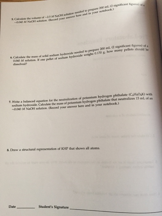 Solved Pre-Laboratory Exercises 1. Define: concentration (no | Chegg.com