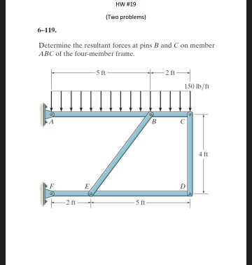Solved Determine the resultant forces at pins B and C on | Chegg.com