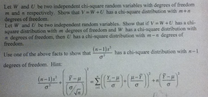 Solved Let W and U be two independent chi-square random | Chegg.com