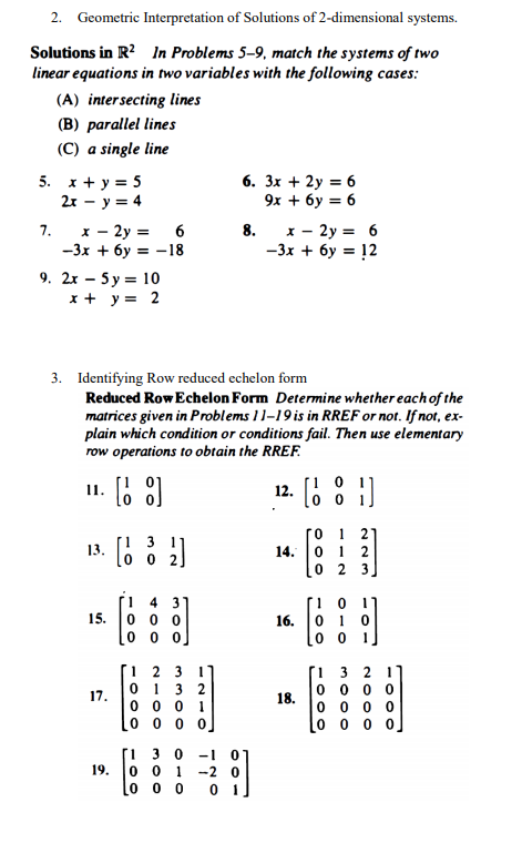 Solved 2. Geometric Interpretation of Solutions of | Chegg.com