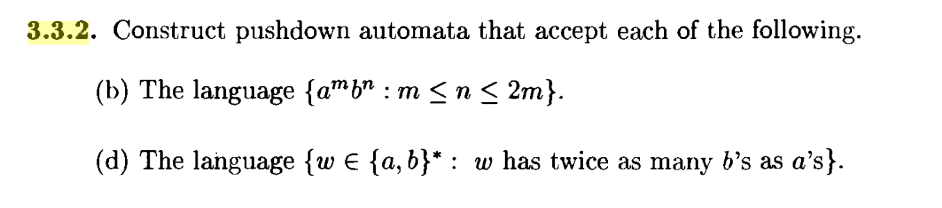 332 Construct Pushdown Automata That Accept Each 