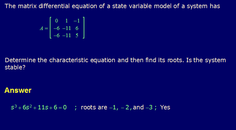 Solved The matrix differential equation of a state variable | Chegg.com