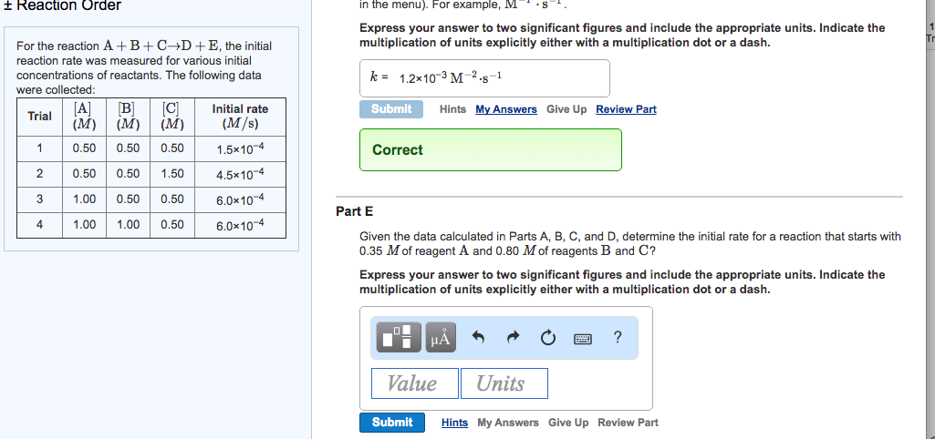 Solved For the reaction A + B + C rightarrow D + E, the | Chegg.com