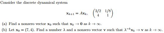 Solved Consider The Discrete Dynamical System Xk 1 Axk