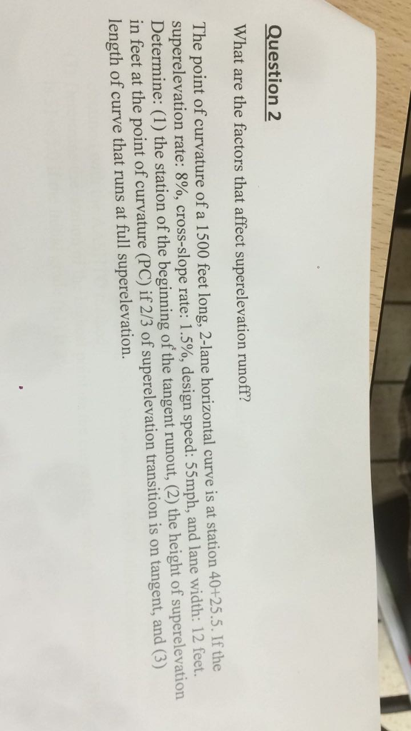 Solved What are the factors that affect superelevation | Chegg.com