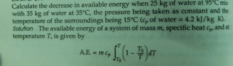 Solved Calculate the decrease in available energy when 25 kg | Chegg.com