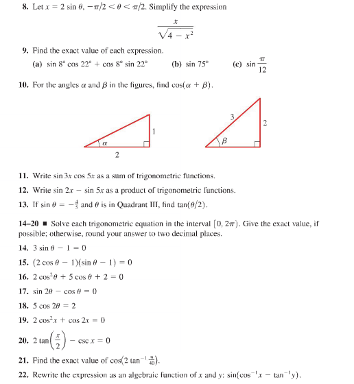 Solved 8. Let x = 2 sin ?·-r/2