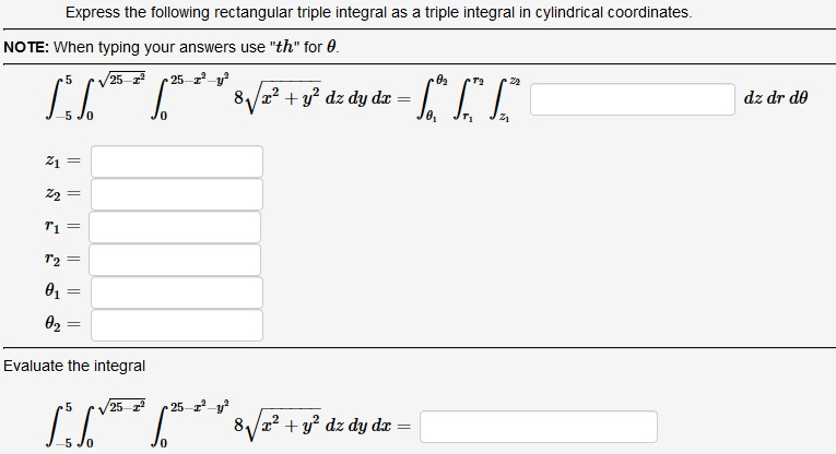 Solved Express the following rectangular triple integral as | Chegg.com