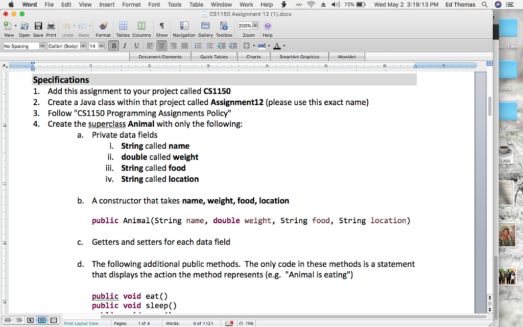 I Word File Edit View Insert Format Font Tools Table 