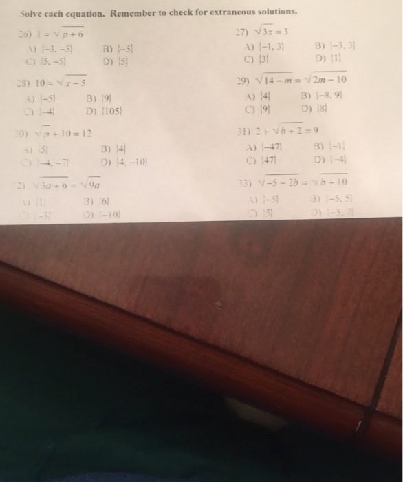 Solved Solve each equation. Remember to check for extraneous | Chegg.com