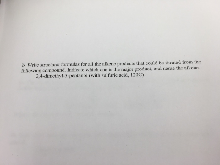 Solved Write structural formulas for all the alkene products | Chegg.com