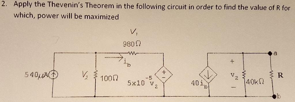 Solved 2. Apply the Thevenin's Theorem in the following | Chegg.com
