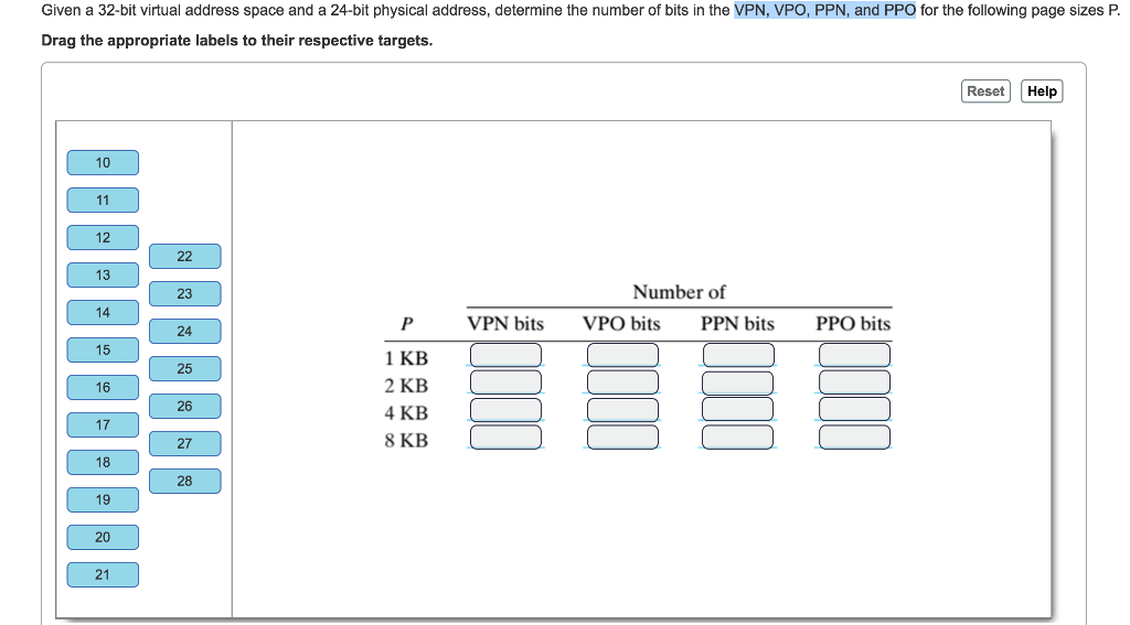 Solved Given a 32-bit virtual address space and a 24-bit | Chegg.com