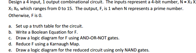 Solved Design a 4 input, 1 output combinational circuit. The | Chegg.com