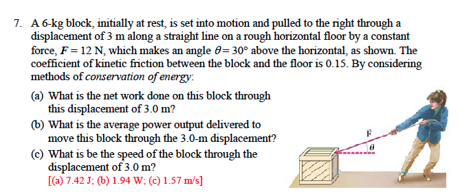 Solved 7. A 6-kg block, initially at rest, is set into | Chegg.com