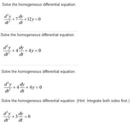 Solved Solve the homogeneous differential equation. | Chegg.com