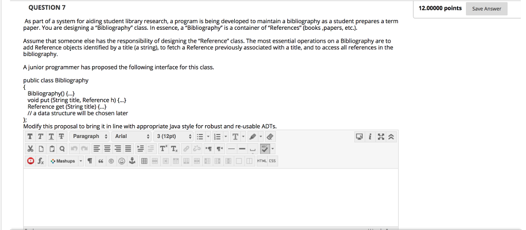 Solved QUESTION 7 12.00000 points Save Answer As part of a | Chegg.com