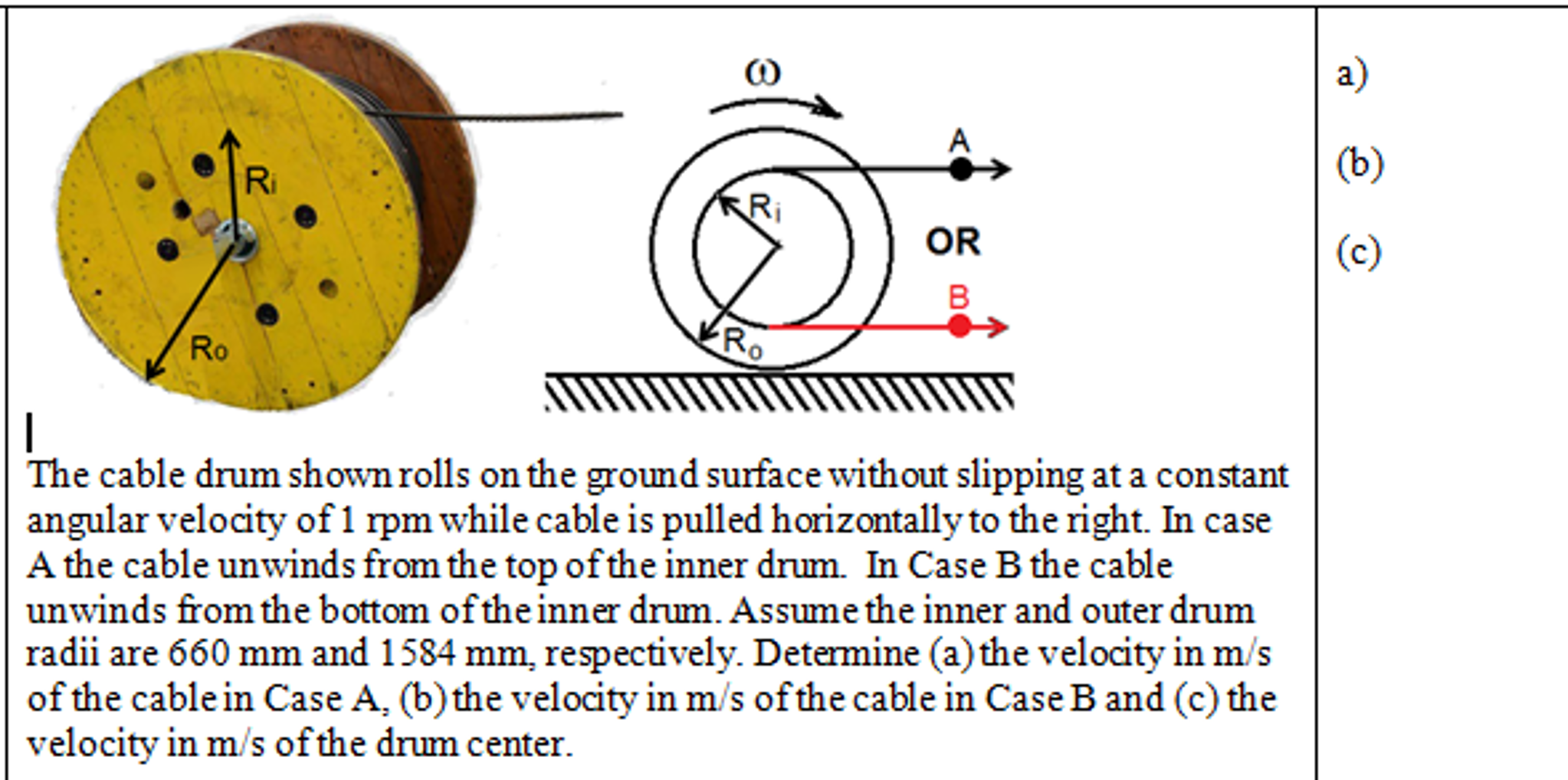 Solved The cable dram shown rolls on the ground surface | Chegg.com