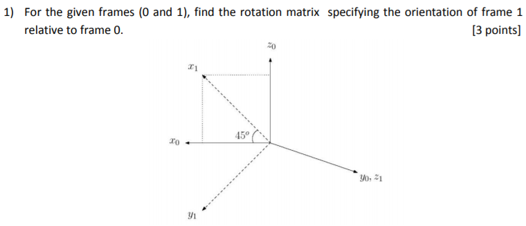 Solved 1) For the given frames (0 and 1), find the rotation | Chegg.com
