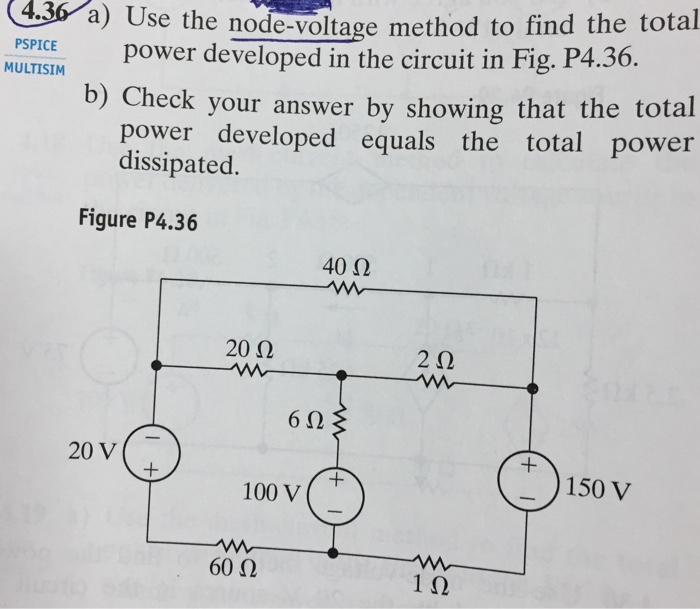 Solved Use the node-voltage method to find the total power | Chegg.com