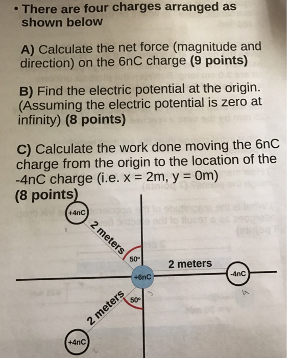 Solved There are four charges arranged as shown below | Chegg.com