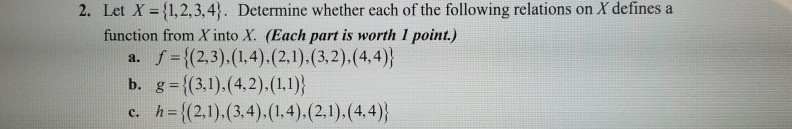 Solved defines Let X-{1,2,3,4). Determine whether each of | Chegg.com