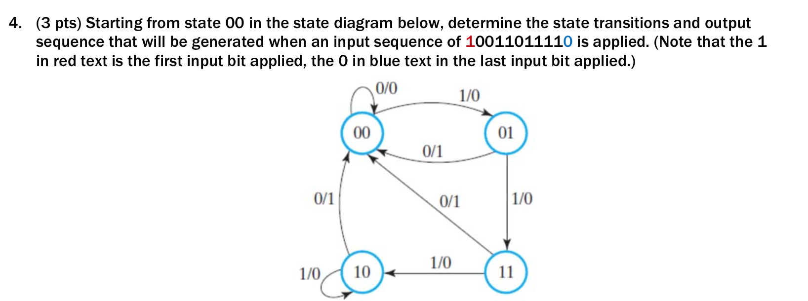Solved Starting from state 00 in the state diagram below, | Chegg.com