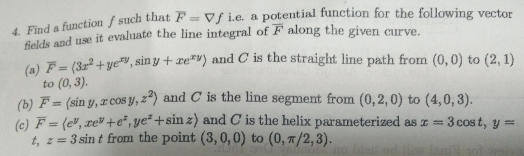 Solved 4. Find a function f such that bar F = delta f i.e. a | Chegg.com