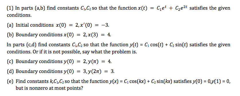 Solved In parts (a, b) find constants C_1, C_2 so that the | Chegg.com