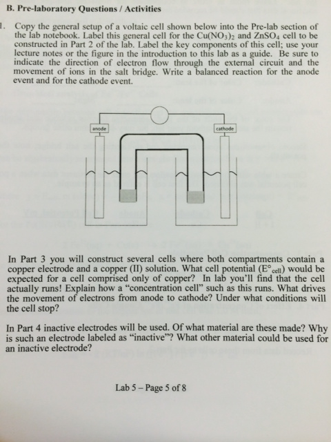 Pre-laboratory Questions / Activities Copy the | Chegg.com
