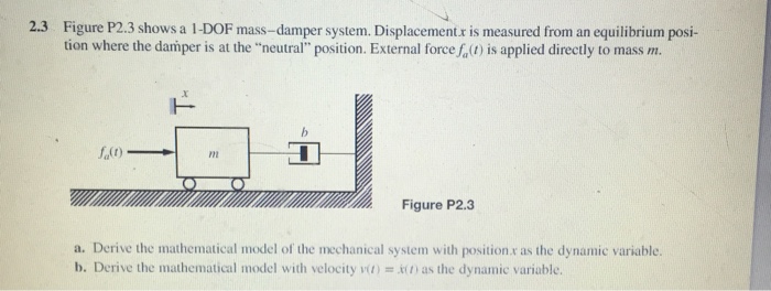Solved Figure P2.3 shows a 1-DOF mass-damper system. | Chegg.com