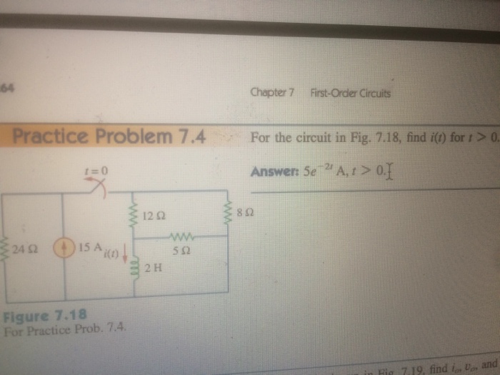 Solved For the circuit in Fig. 7.18, find i(t) for t > 0. | Chegg.com