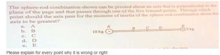 Solved The sphere-rod combination shown can be pivoted about | Chegg.com