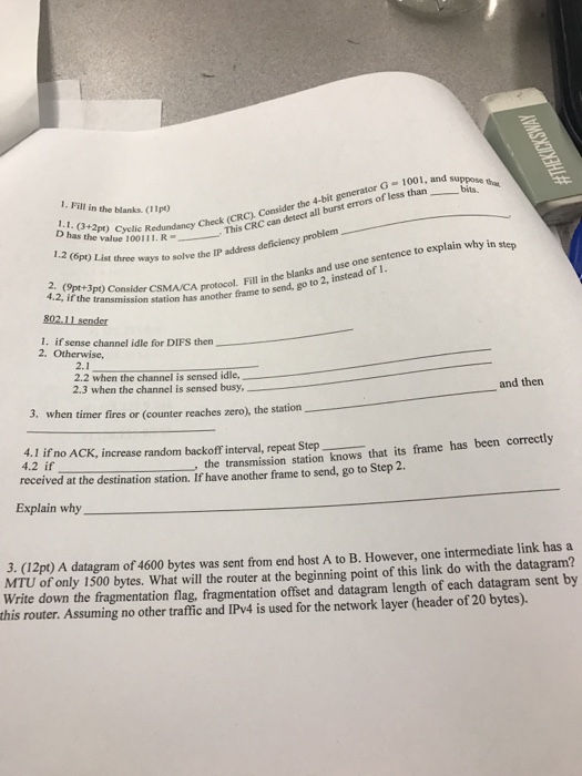 Solved Cyclic Redundancy Check (CRC). Consider the 4-bit | Chegg.com