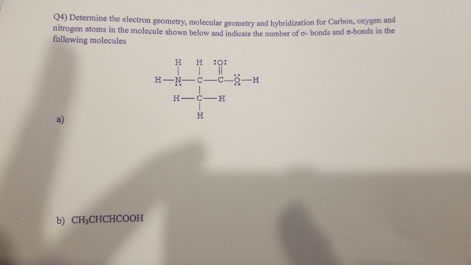 Solved Q4) Determine the electron geometry, molecular | Chegg.com