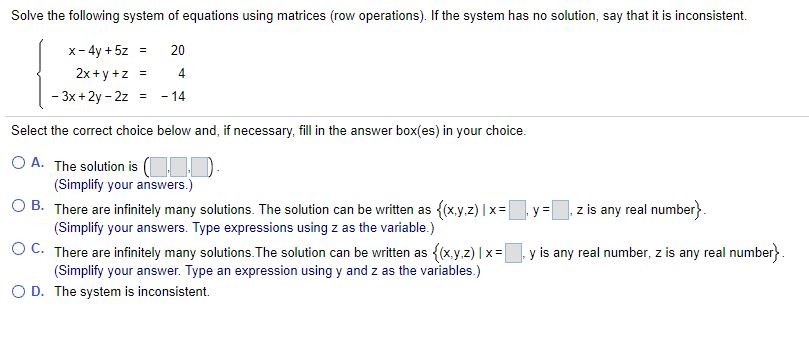 Solved Solve the following system of equations using | Chegg.com