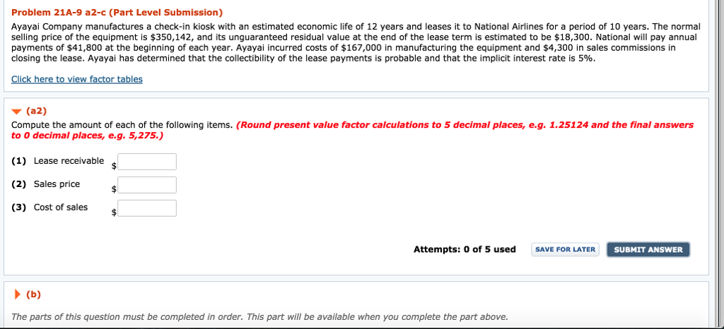 Solved Problem 21A-9 a2-c (Part Level Submission) Ayayai | Chegg.com