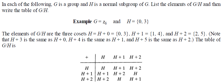 Solved List the element of G/H and write the table of G/H. | Chegg.com