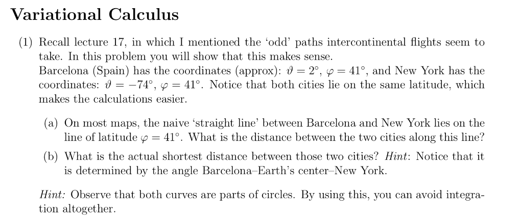 Solved Variational Calculus (1) Recall lecture 17, in which | Chegg.com