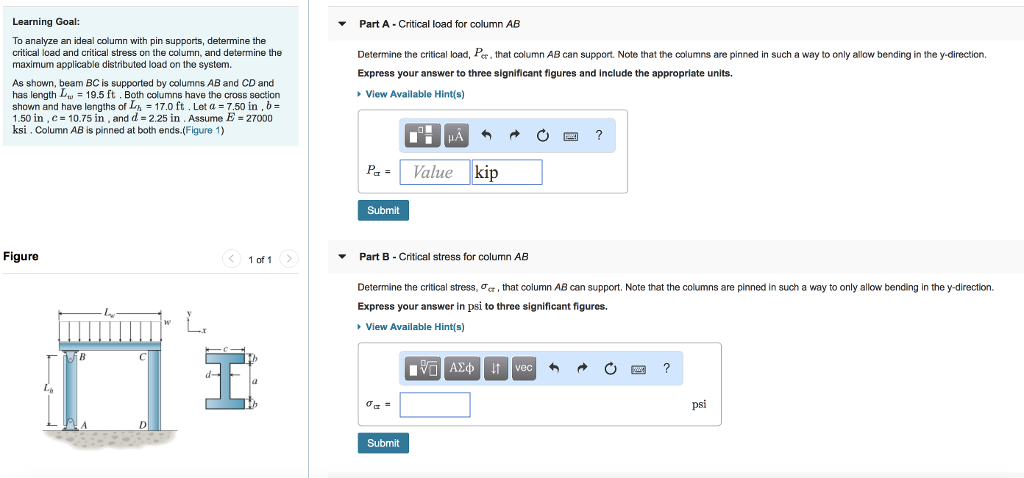 Solved Learning Goal: Part A Critical load for column AB To | Chegg.com