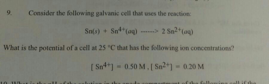Solved Consider the following galvanic cell that uses the | Chegg.com