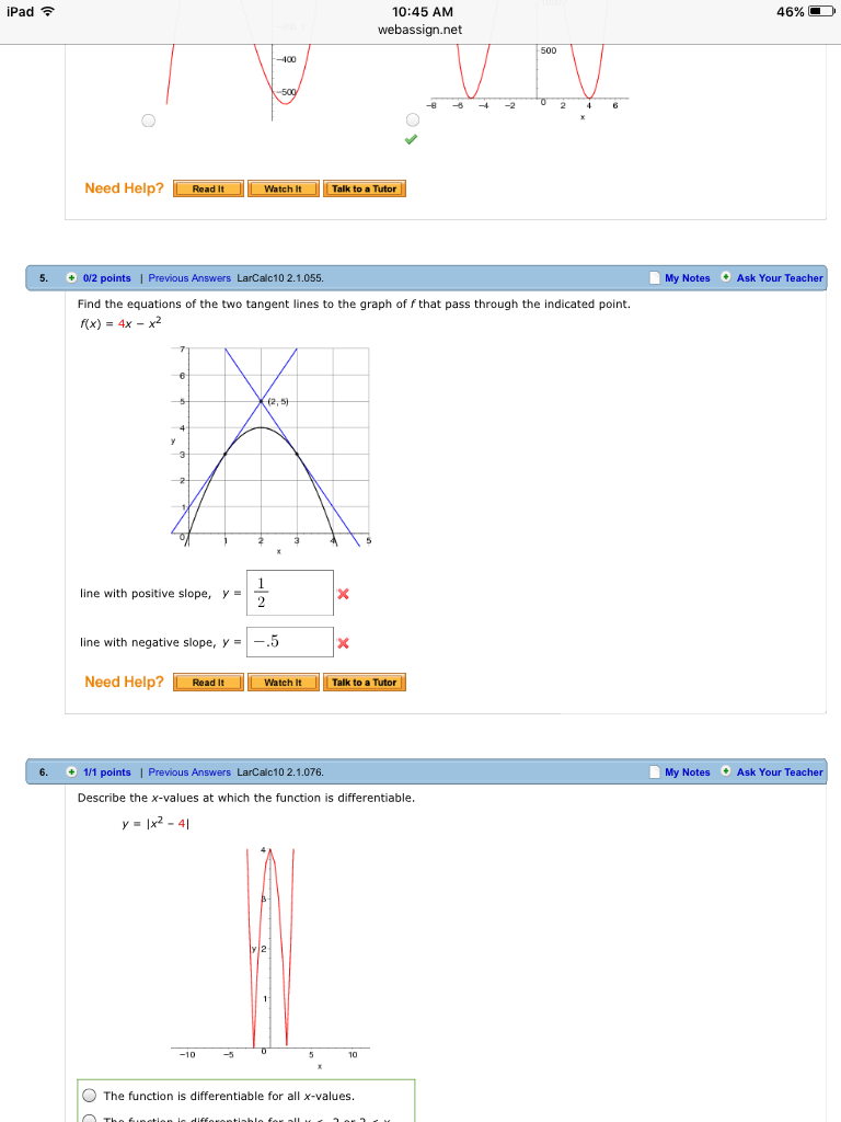 Solved Find the equations of the two tangent lines to the | Chegg.com