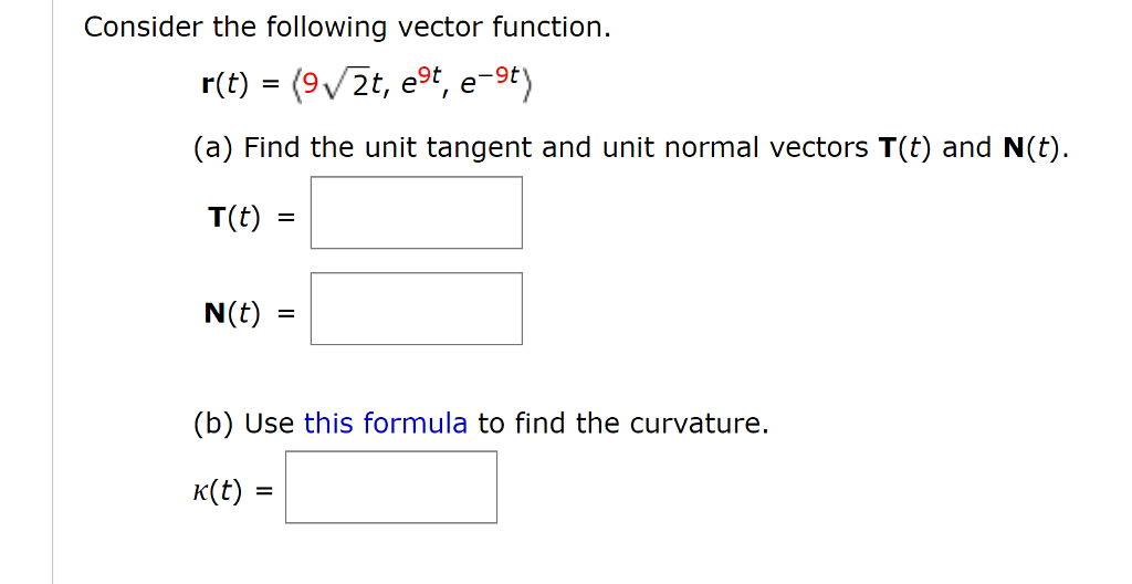 Solved Consider the following vector function. r(t)