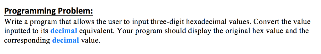 Solved Programming Problem: Write a program that allows the | Chegg.com