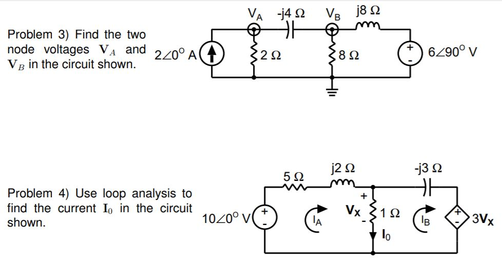 Solved Problem 3) Find the two node voltages VA and 2,00 VB | Chegg.com