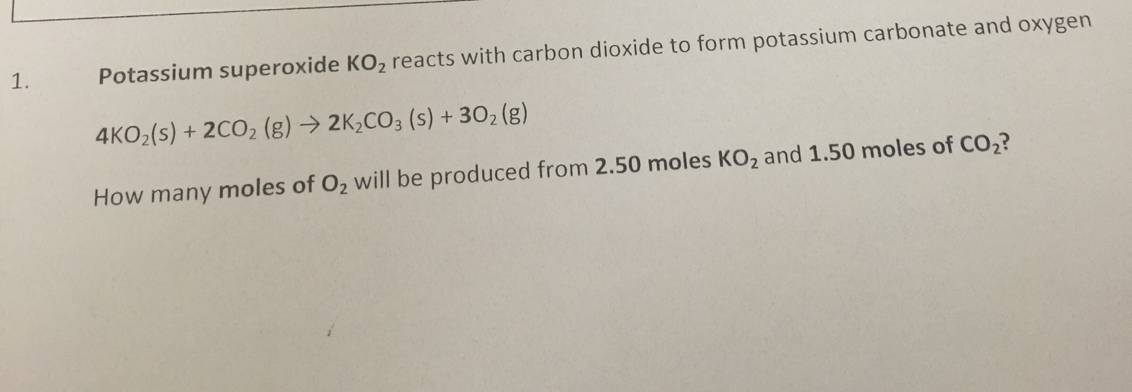 Solved Potassium superoxide KO_2 reacts with carbon dioxide | Chegg.com