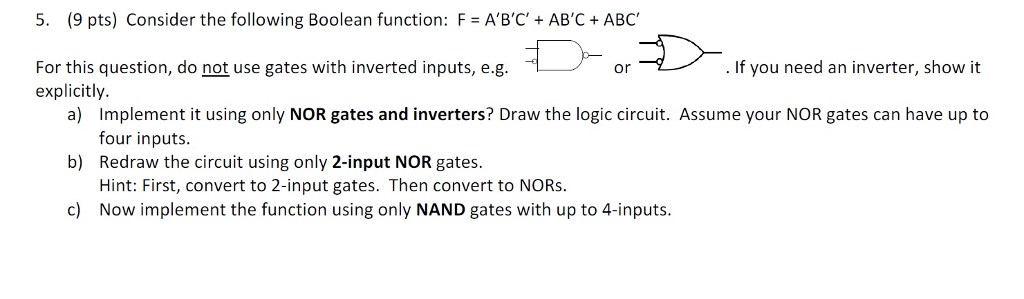 Solved Consider the following Boolean function: F = A'B'C + | Chegg.com