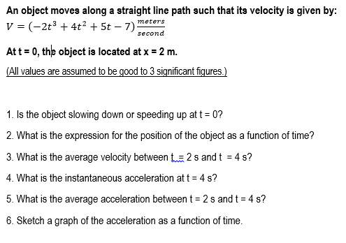 An object moves along a straight line path such that | Chegg.com