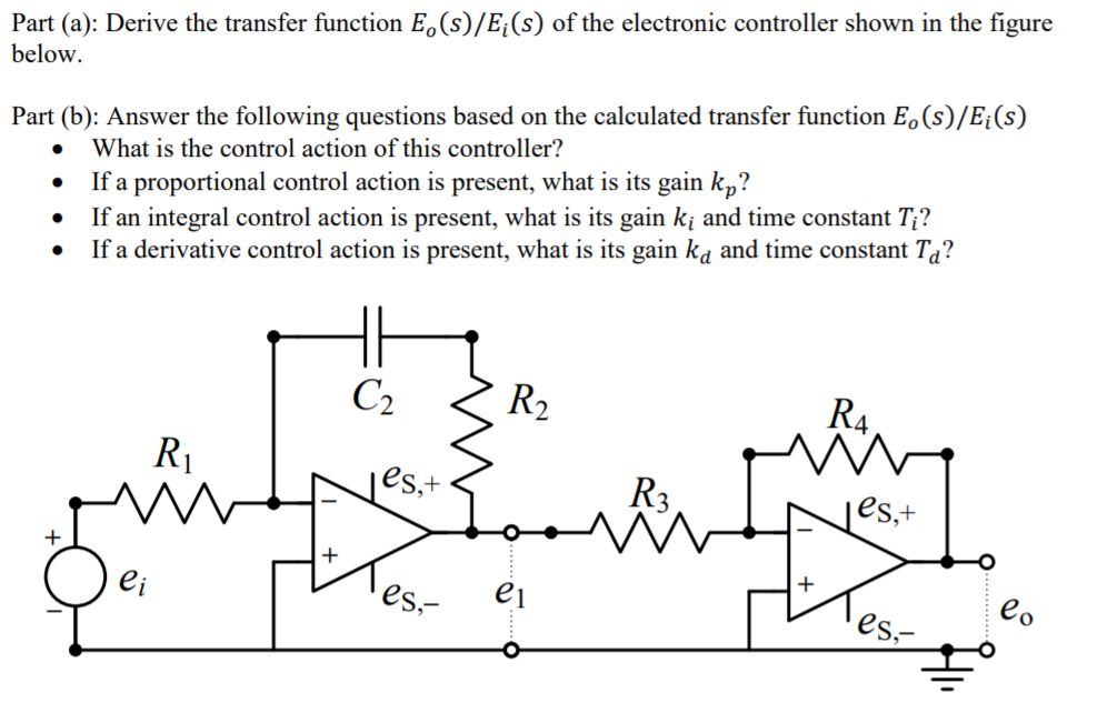 Solved Part (a): Derive the transfer function Eo(s)/EL(s) of | Chegg.com