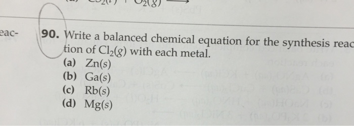 Solved Write a balanced chemical equation for the synthesis | Chegg.com